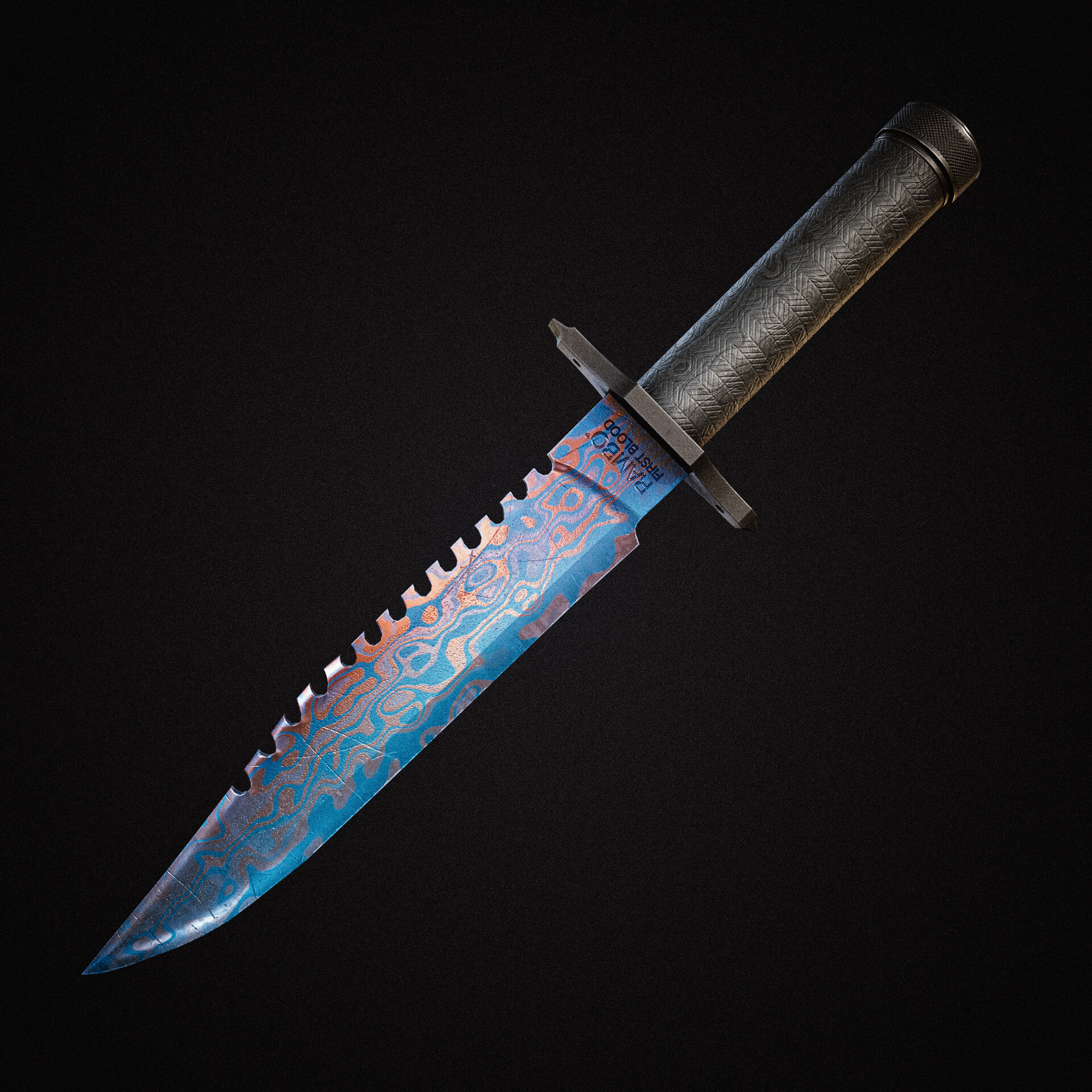 ArtStation - Damascus rambo knife