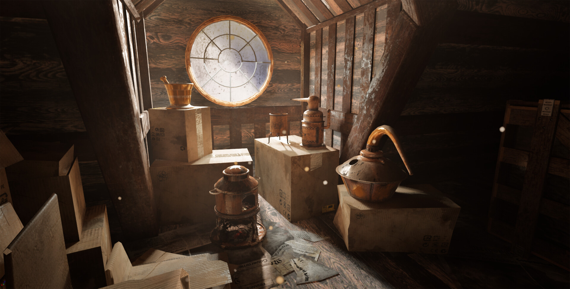 ArtStation - Alchemy Apparatus Set in the Attic