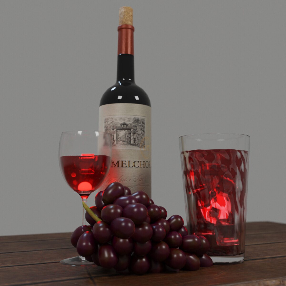 ArtStation - grapes wine bottle modeling & texturing
