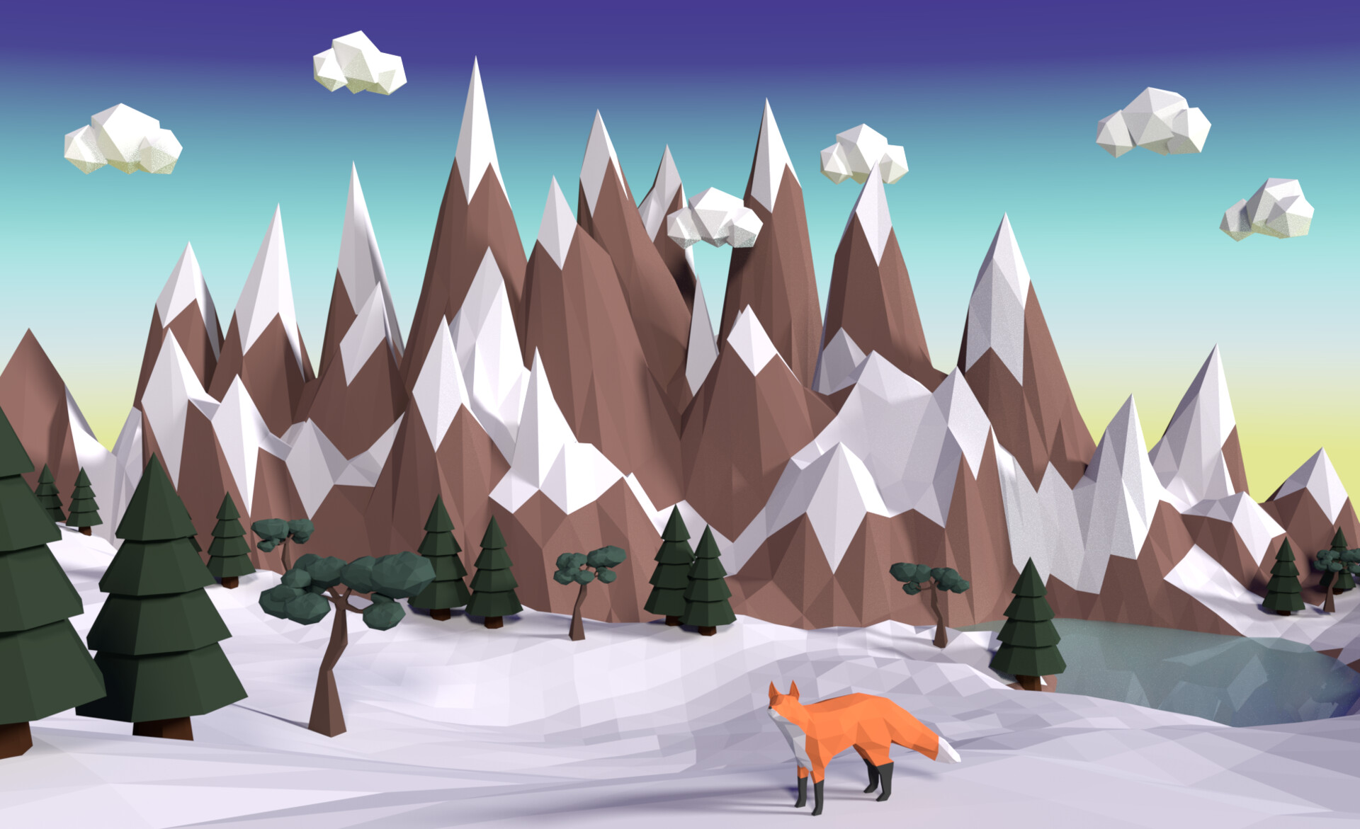 ArtStation - Low poly mountains