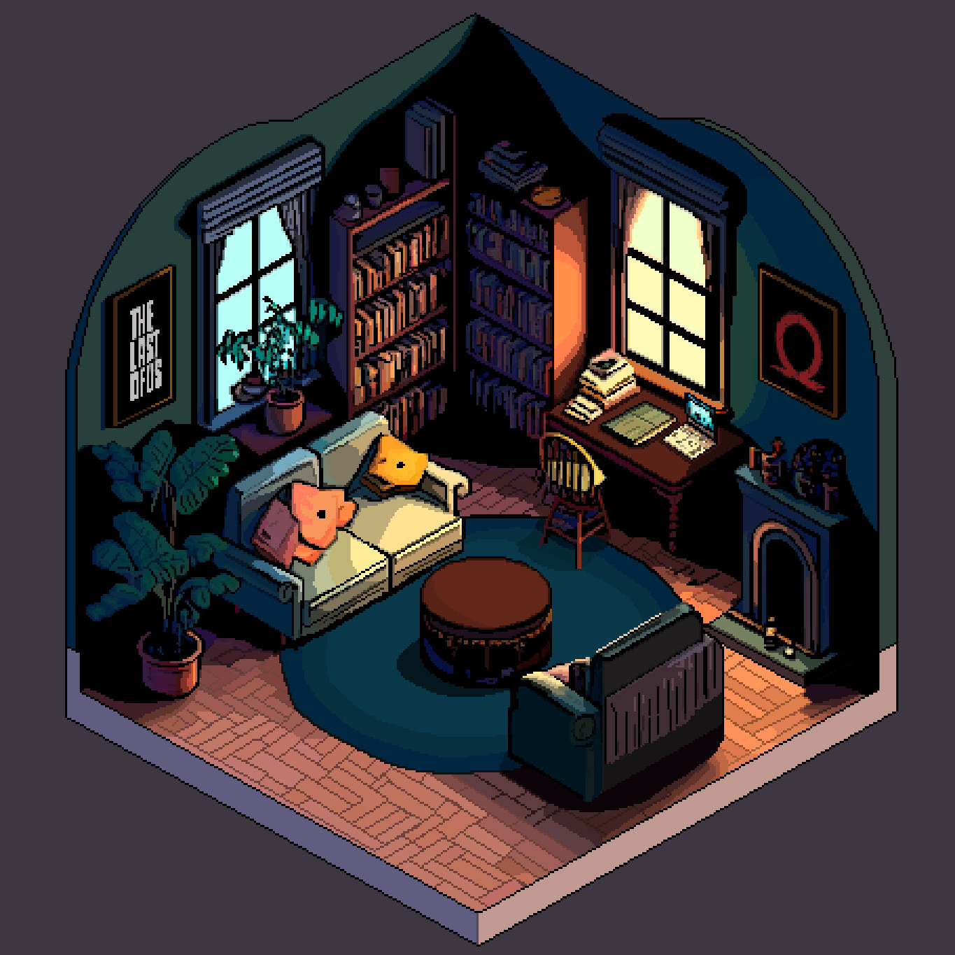 ArtStation - Reading Room Design Pixelart