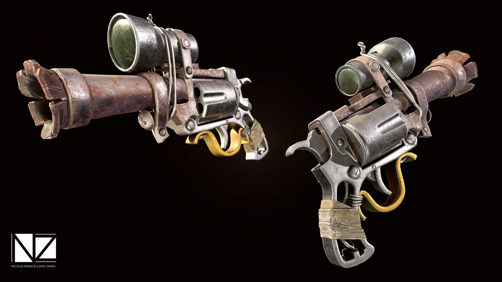 ArtStation - Makeshift revolver pistol