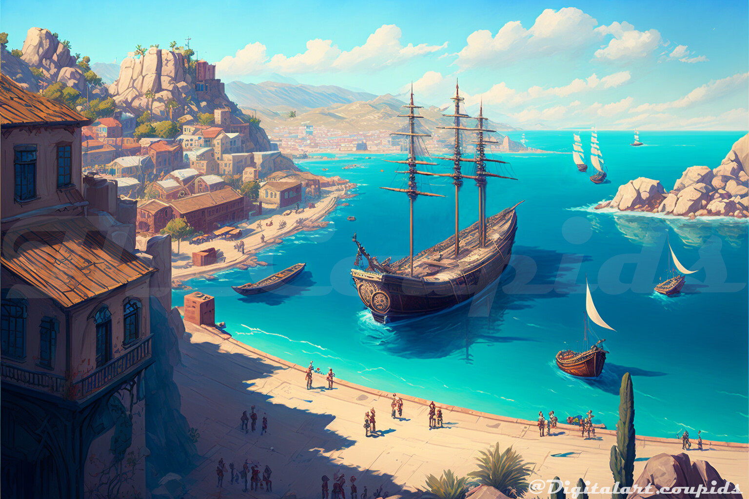 ArtStation - Sunny Day at the Harbor