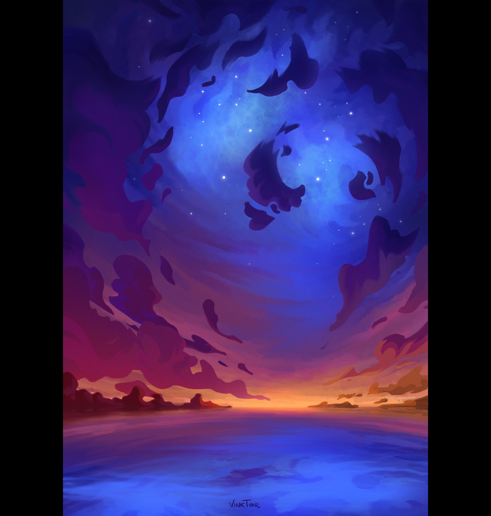 ArtStation - Sky speedpainting: technicolor