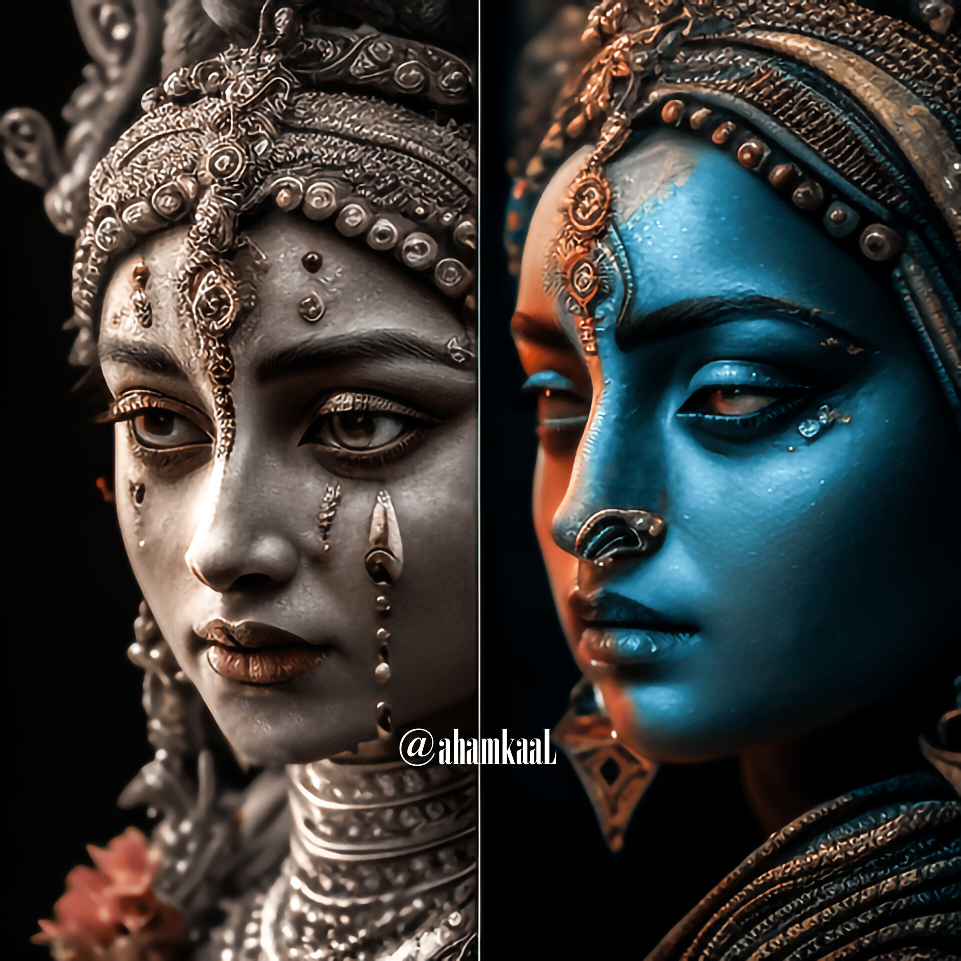 ArtStation - The Blissful Gaze of Lord Krishna & Radha Ji