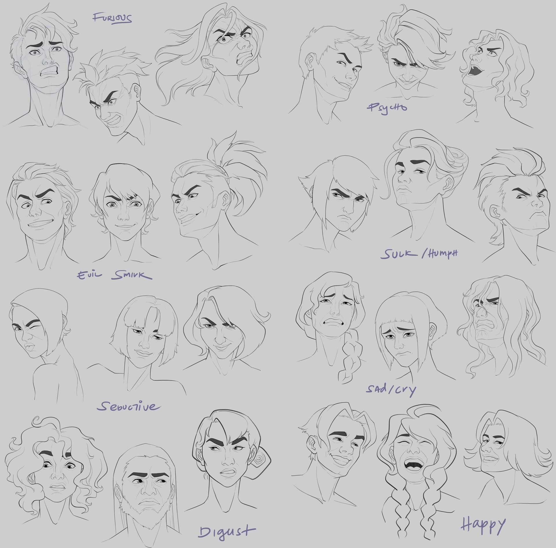 smirk drawing reference