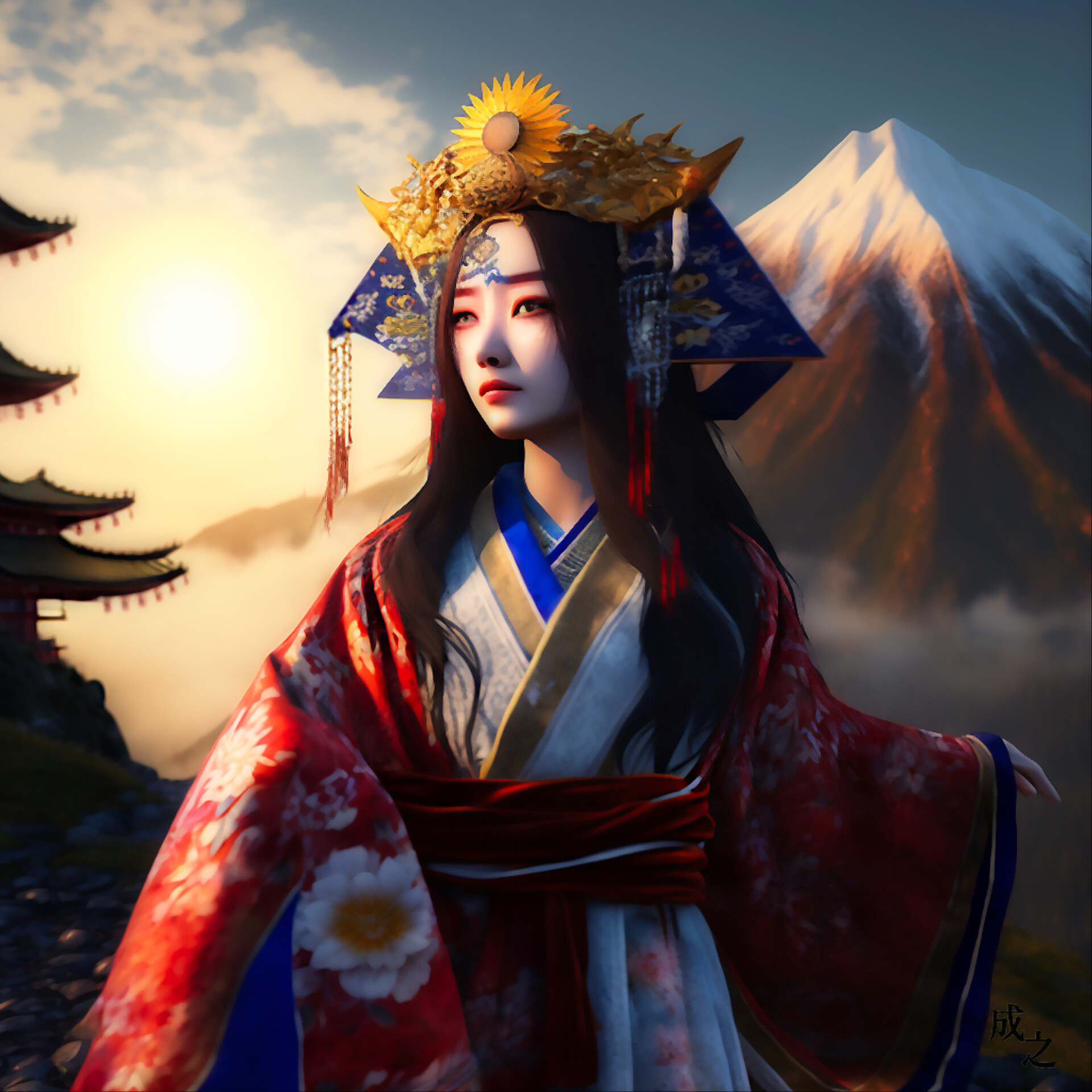 ArtStation - AMATERASU (JAPANESE SUN GODDESS WHO IS THE ANCESTRESS OF THE IMPERIAL HOUSE OF JAPAN)