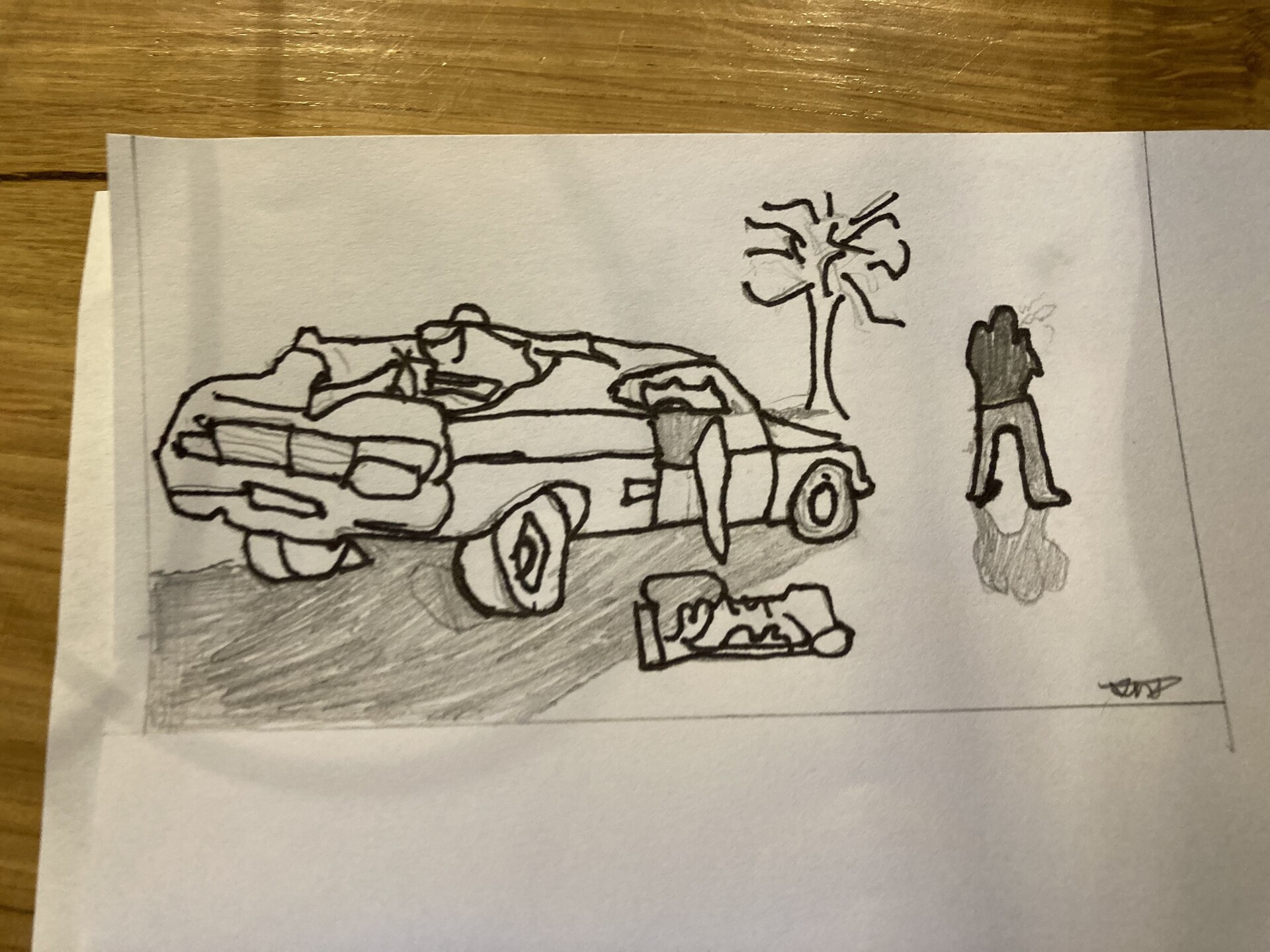 ArtStation - Mad max car drawing