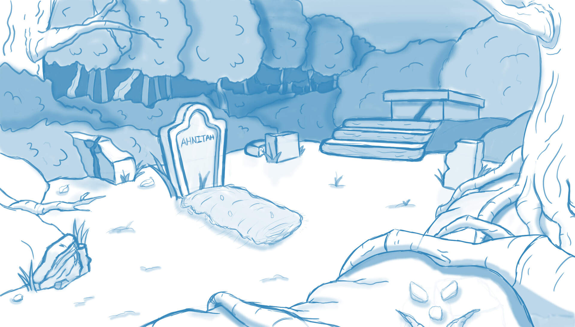 ArtStation - Boo Graveyard Rough Layout