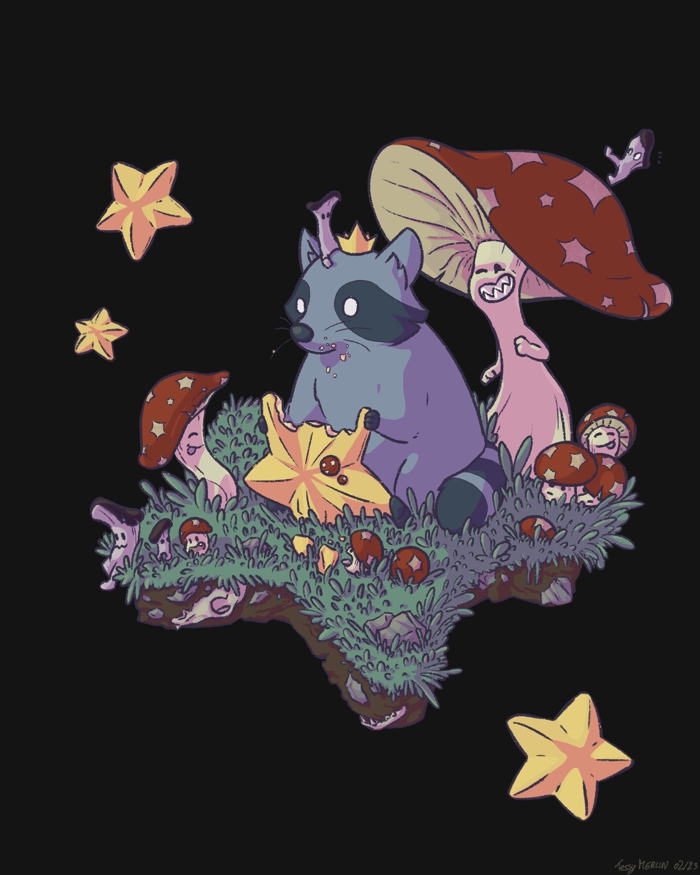 ArtStation - Raccoon and Mushrooms