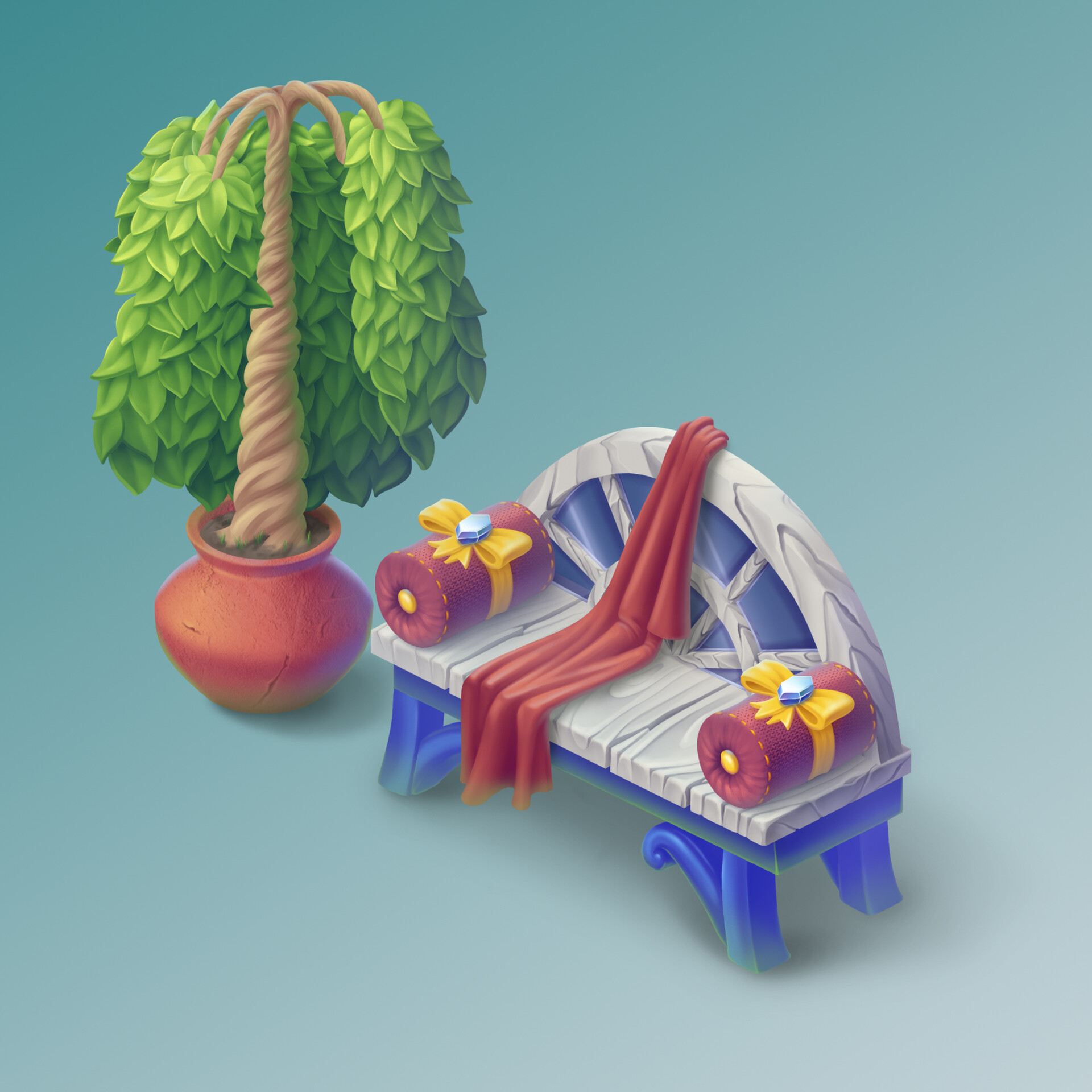 ArtStation - bench and tree