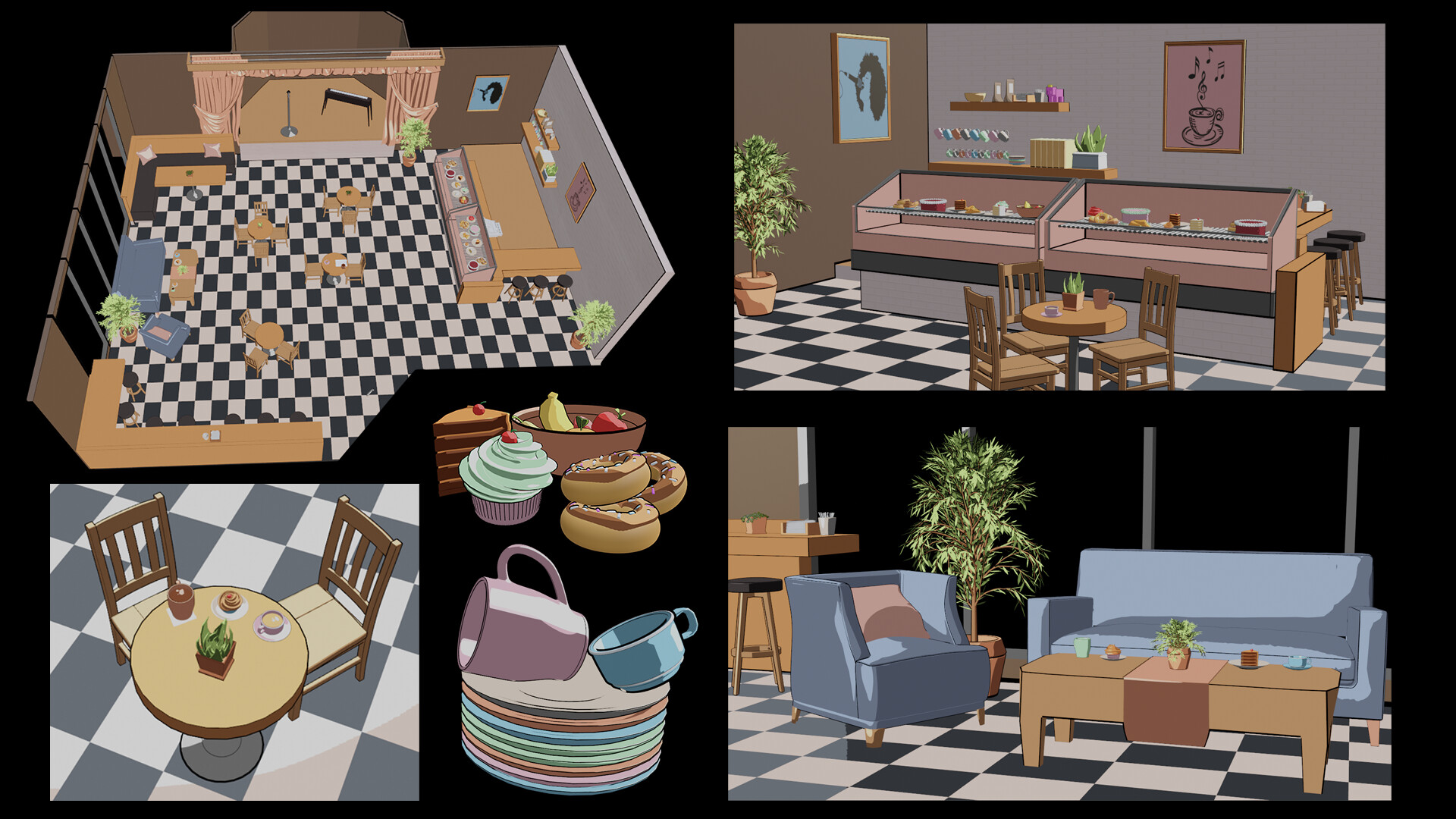 ArtStation - Cel-shaded/toon shaded 3D Scenes I made for a 2D animation