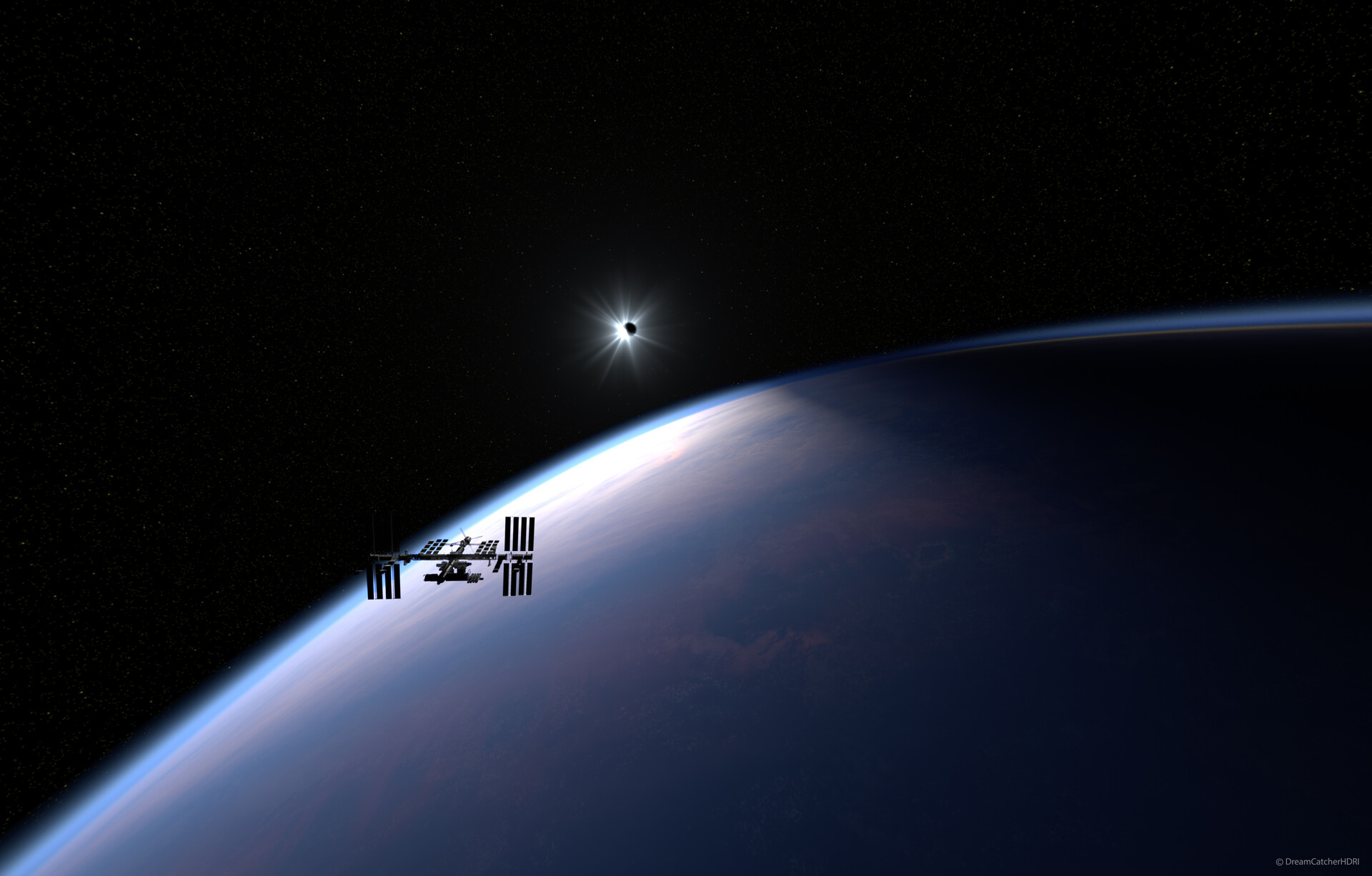 DreamCatcherHDRI - ISS with DreamCatcherHDRI 16k Eclipse Earth Maps