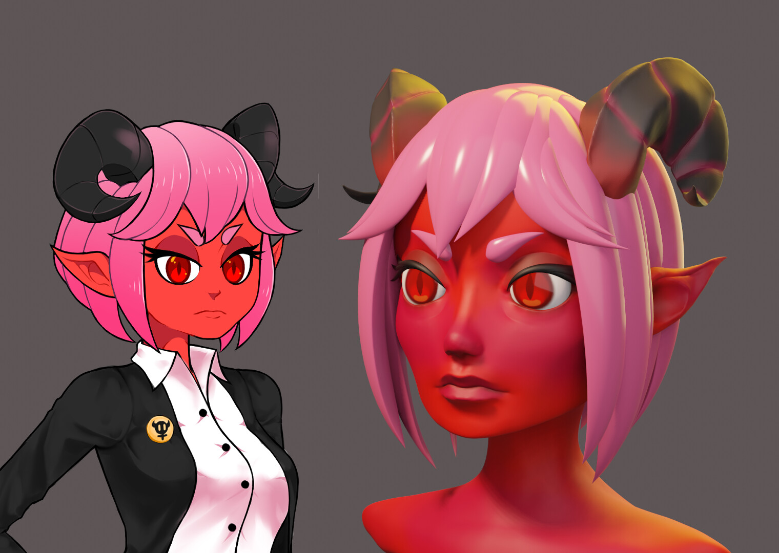 ArtStation - Demon girl head sculpt
