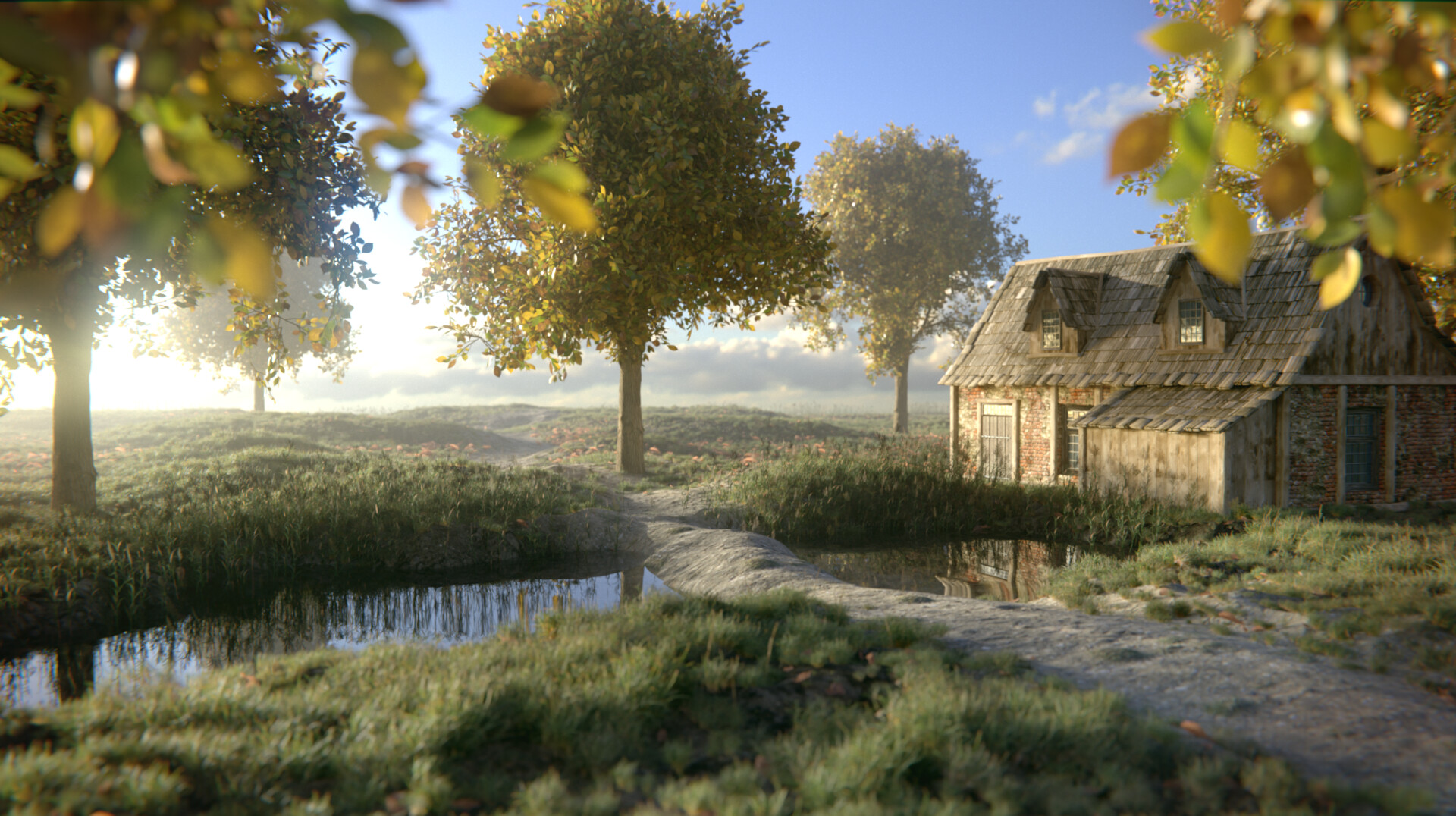 ArtStation - Old farm house and medieval wall