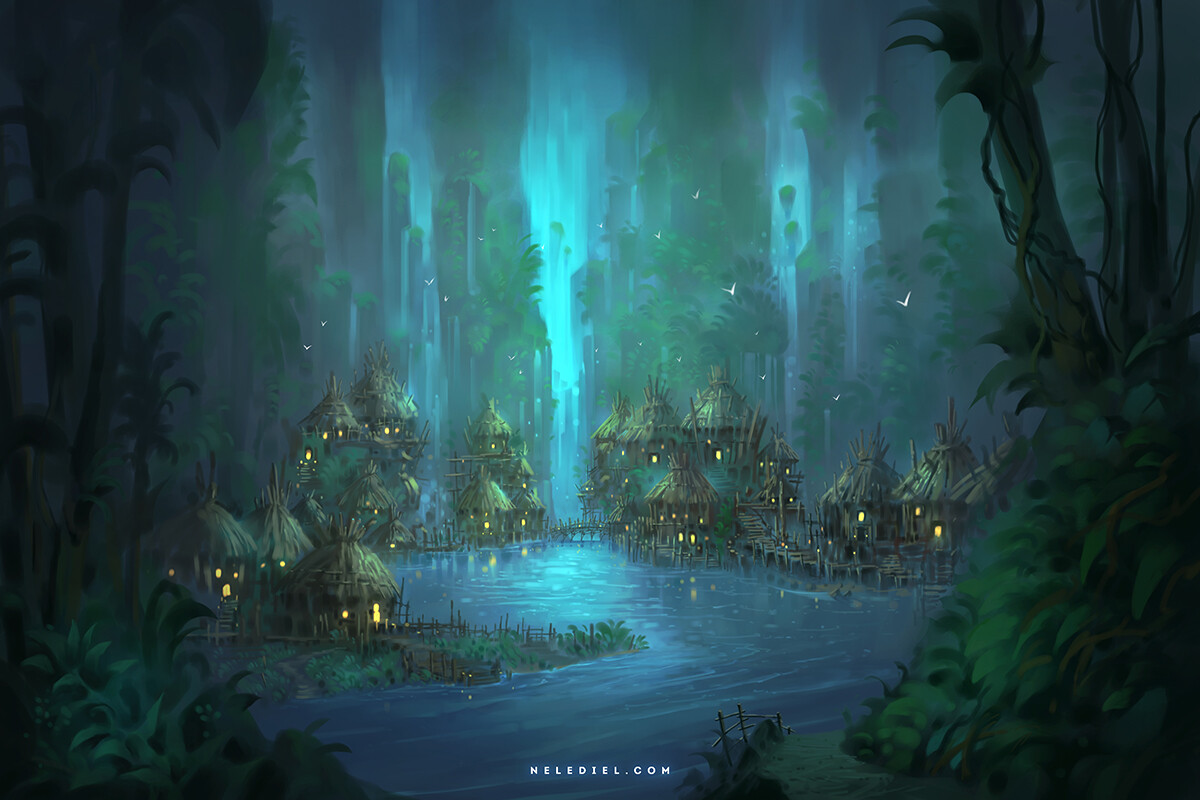 ArtStation - Waterfall Village