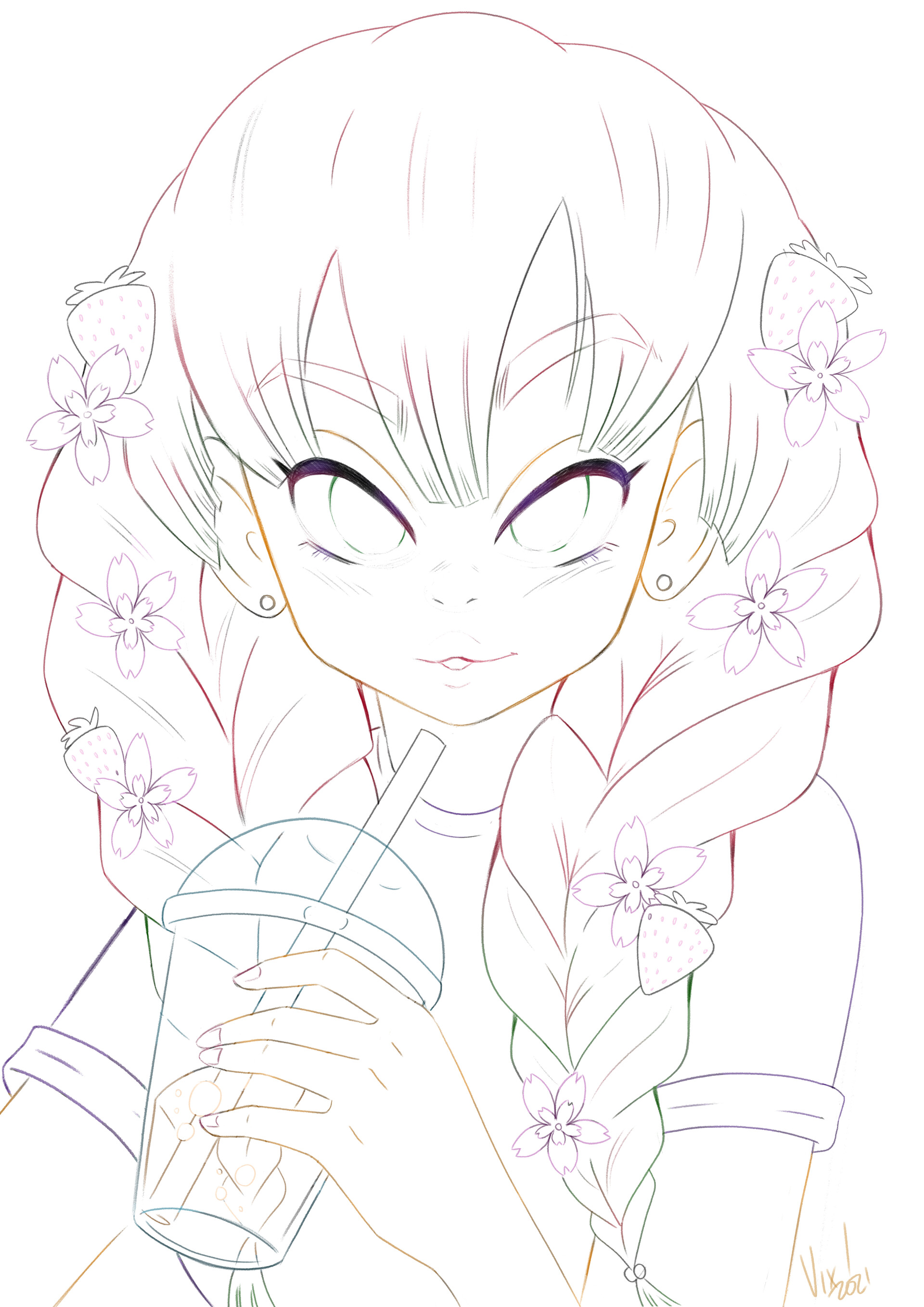 mitsuri coloring pages chibi