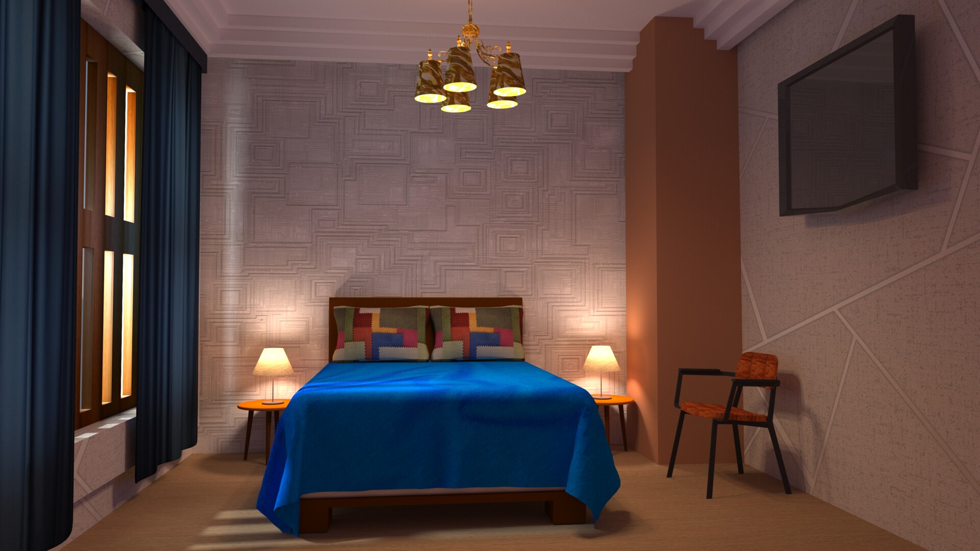ArtStation - Bedroom Design Texturing , Shading With Lighting.