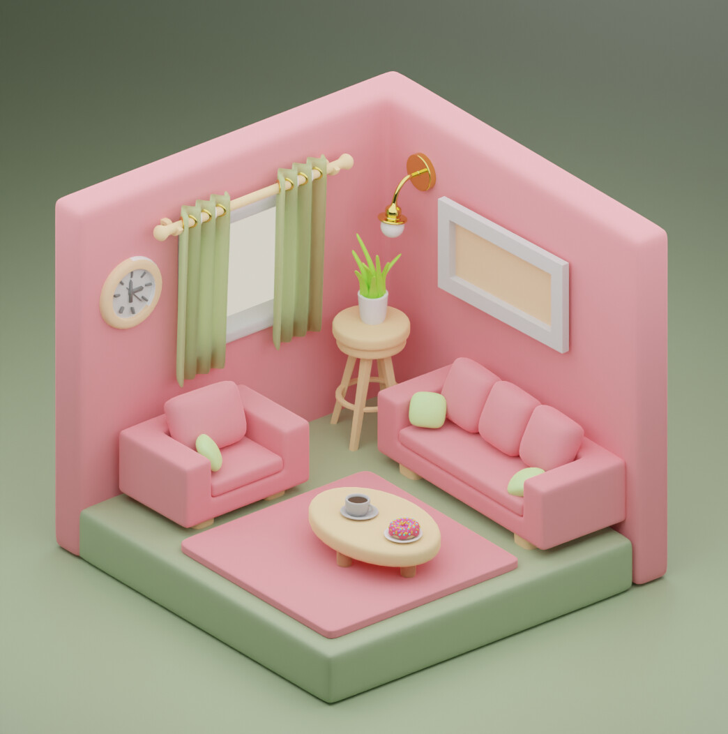 ArtStation - Stylized pink room
