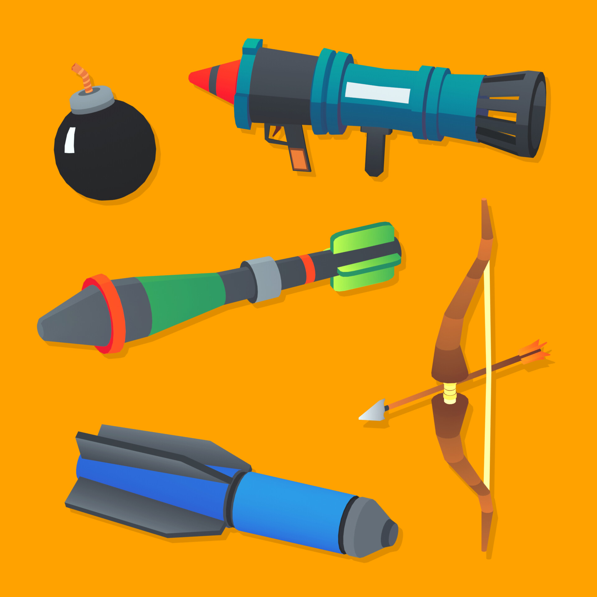 ArtStation - low poly weapons