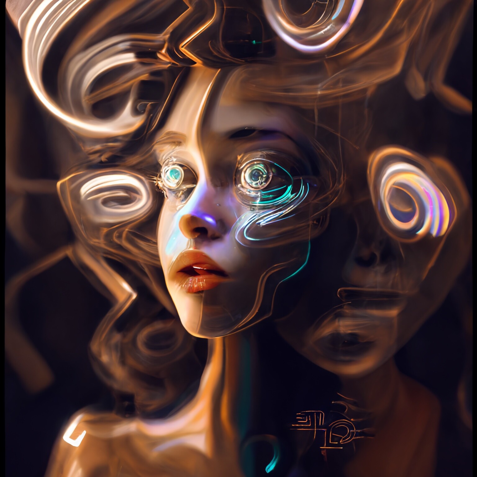 ArtStation - 2 ai version’s based ob my art. 32/1000 “Woman with blue ais eues”