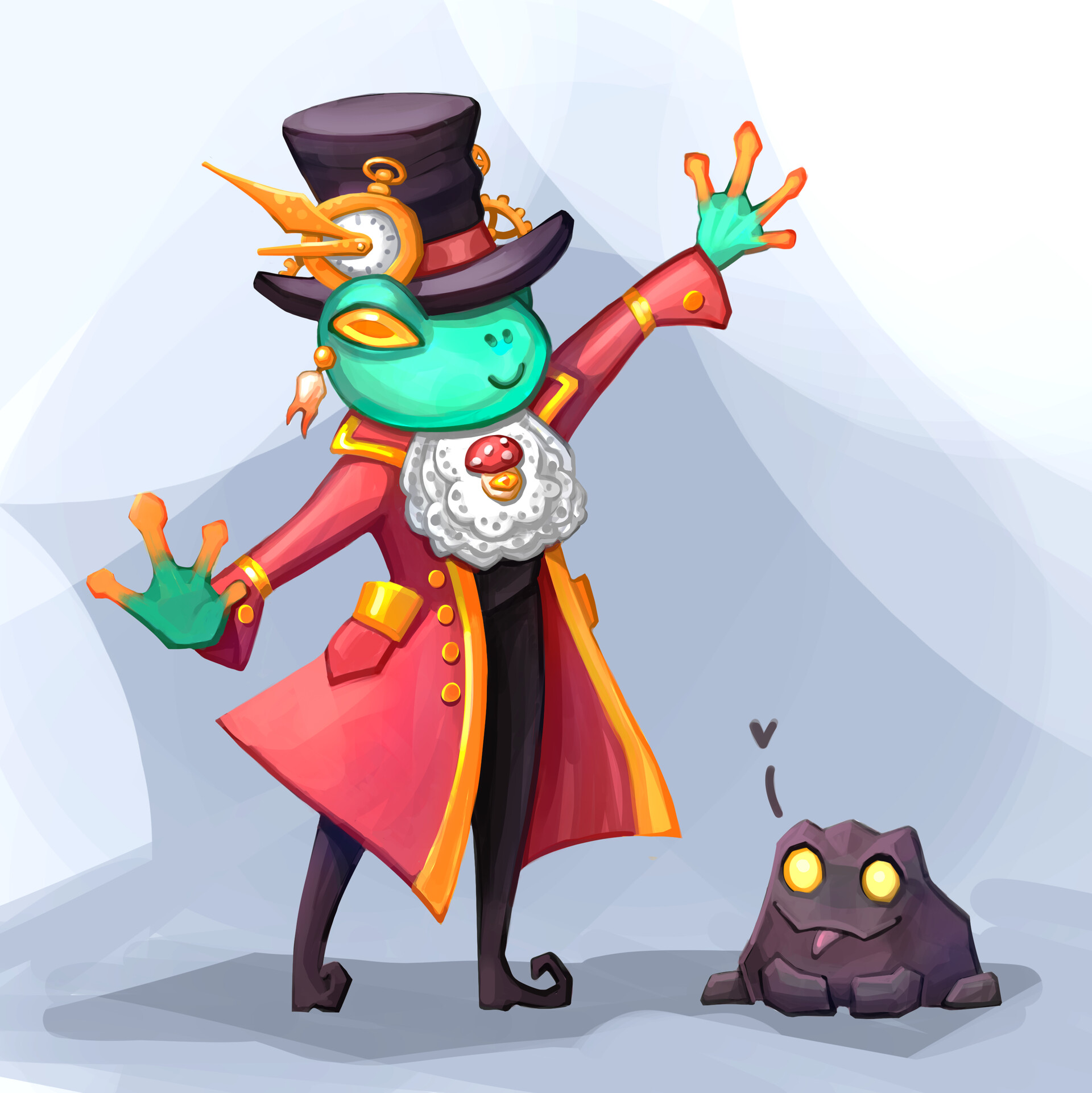 ArtStation - Froggie and her Familiar Stoney