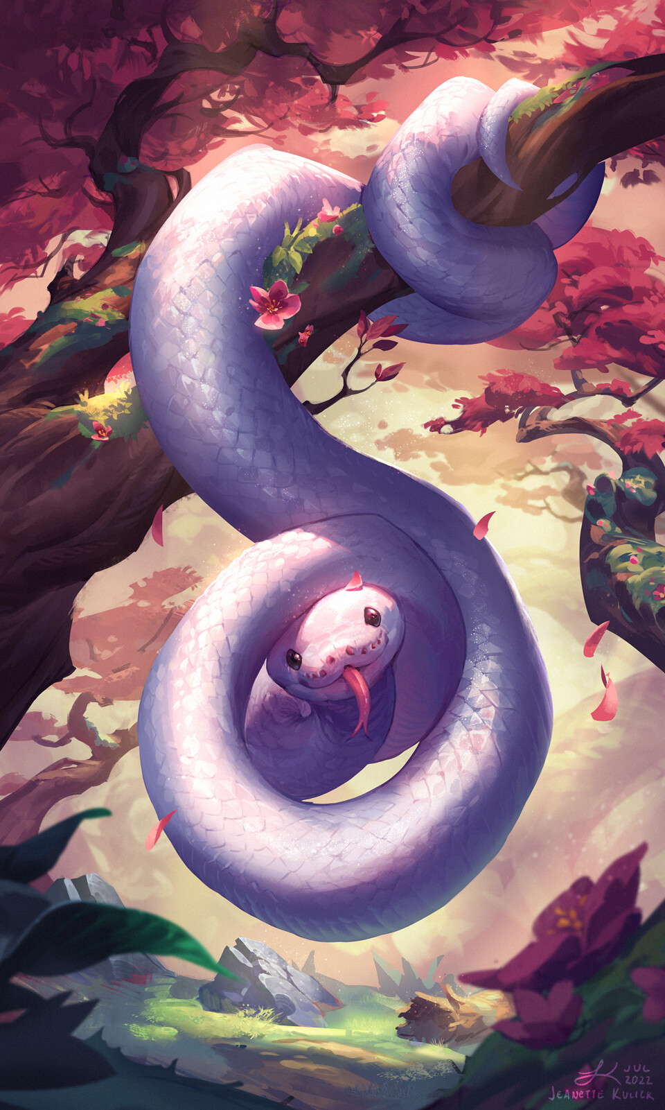 ArtStation - Loaf Tarot - Three of Wands (Leucistic Ball Python)