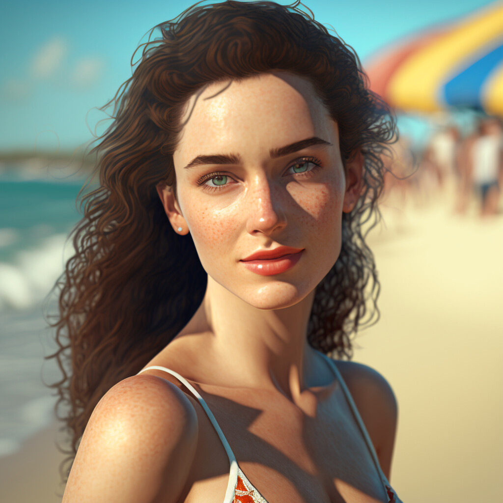 ArtStation - Girl on a beach 1950 year