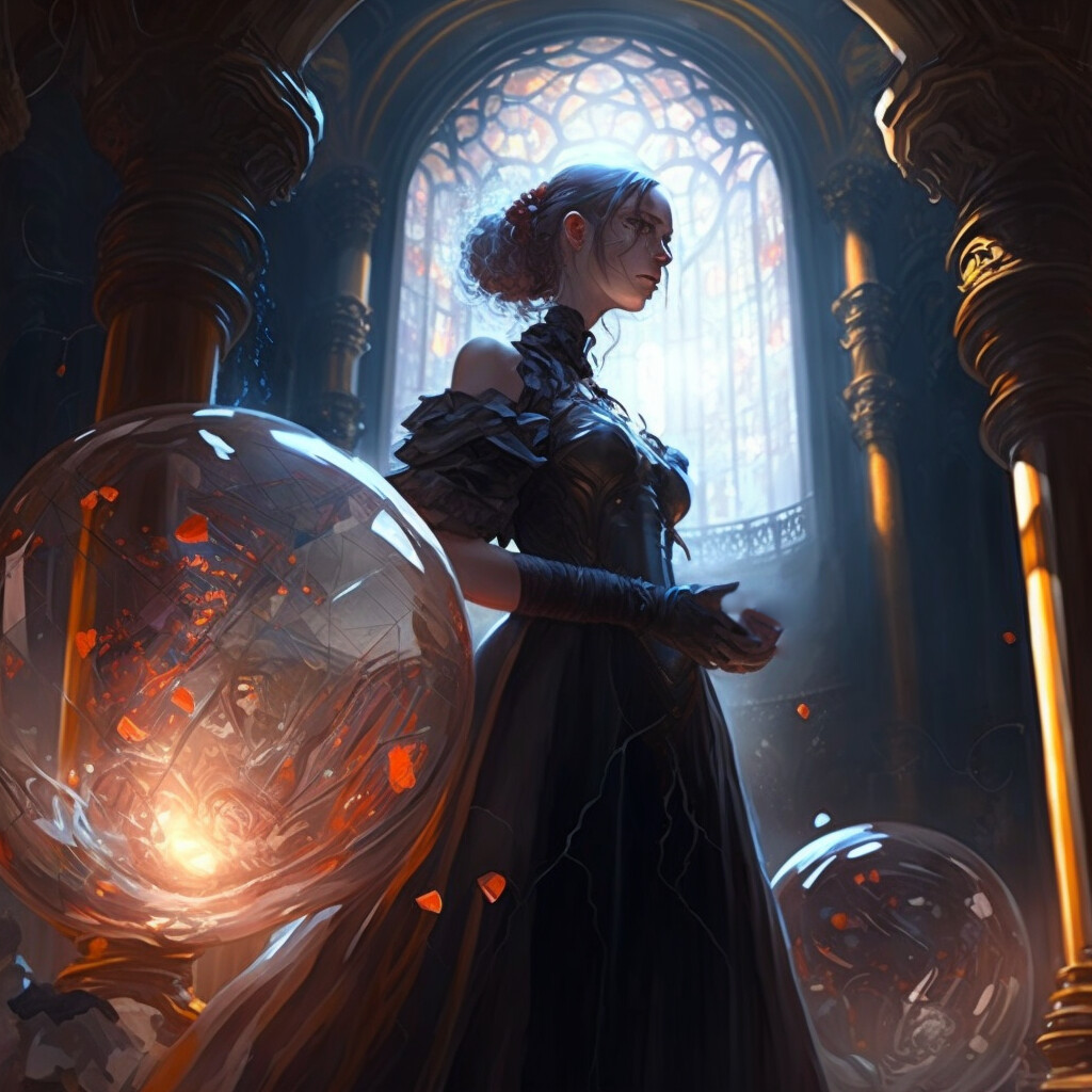 ArtStation - Gothic Elegance: Young Woman in Black Dress and Pearls 9