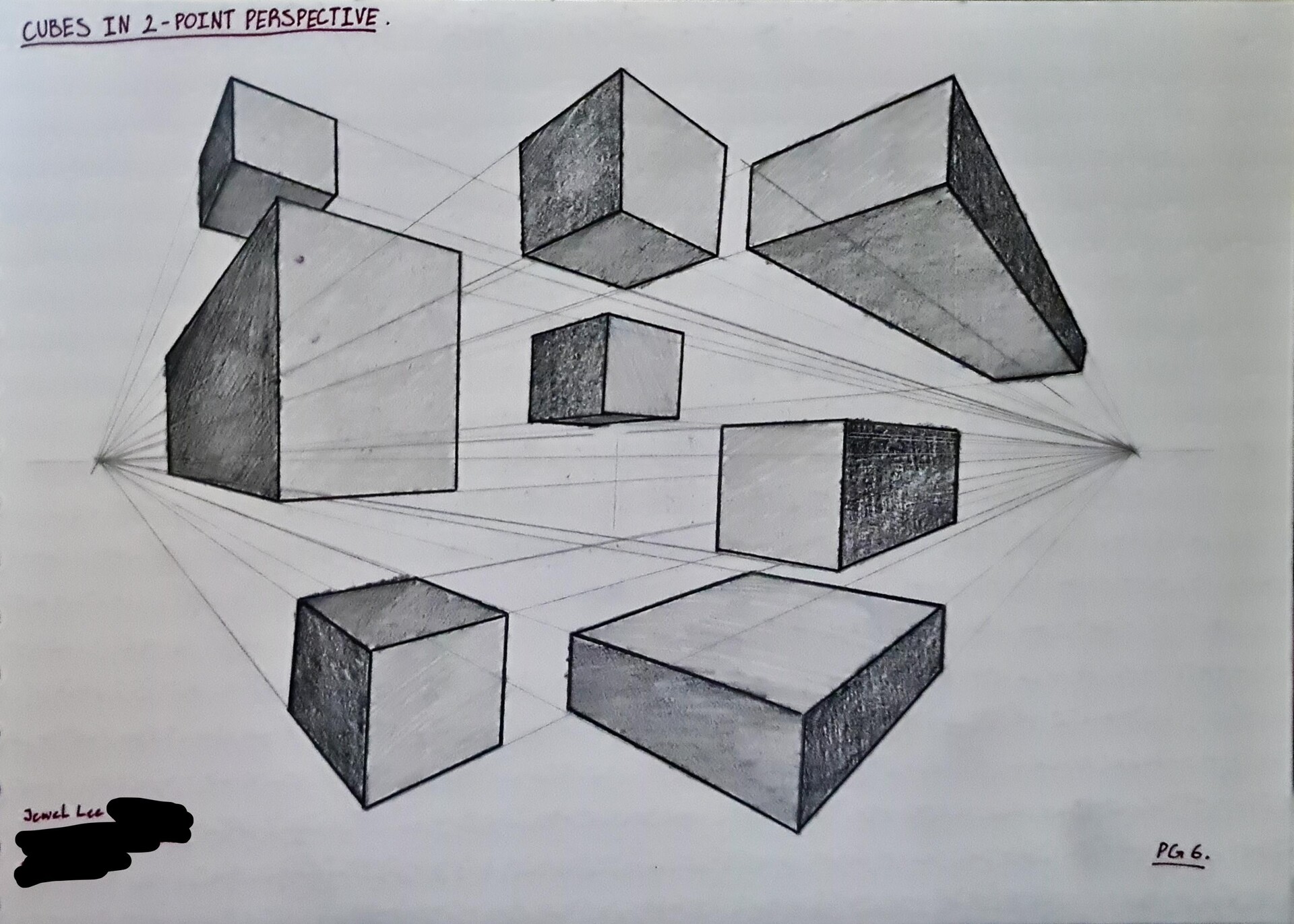 how to draw 2 point perspective cube