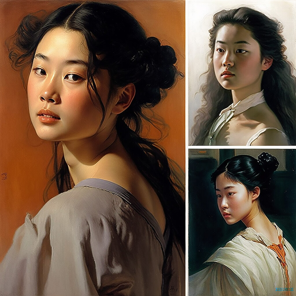 ArtStation - Painterly Asian Female Tri-View Studies Midjourney