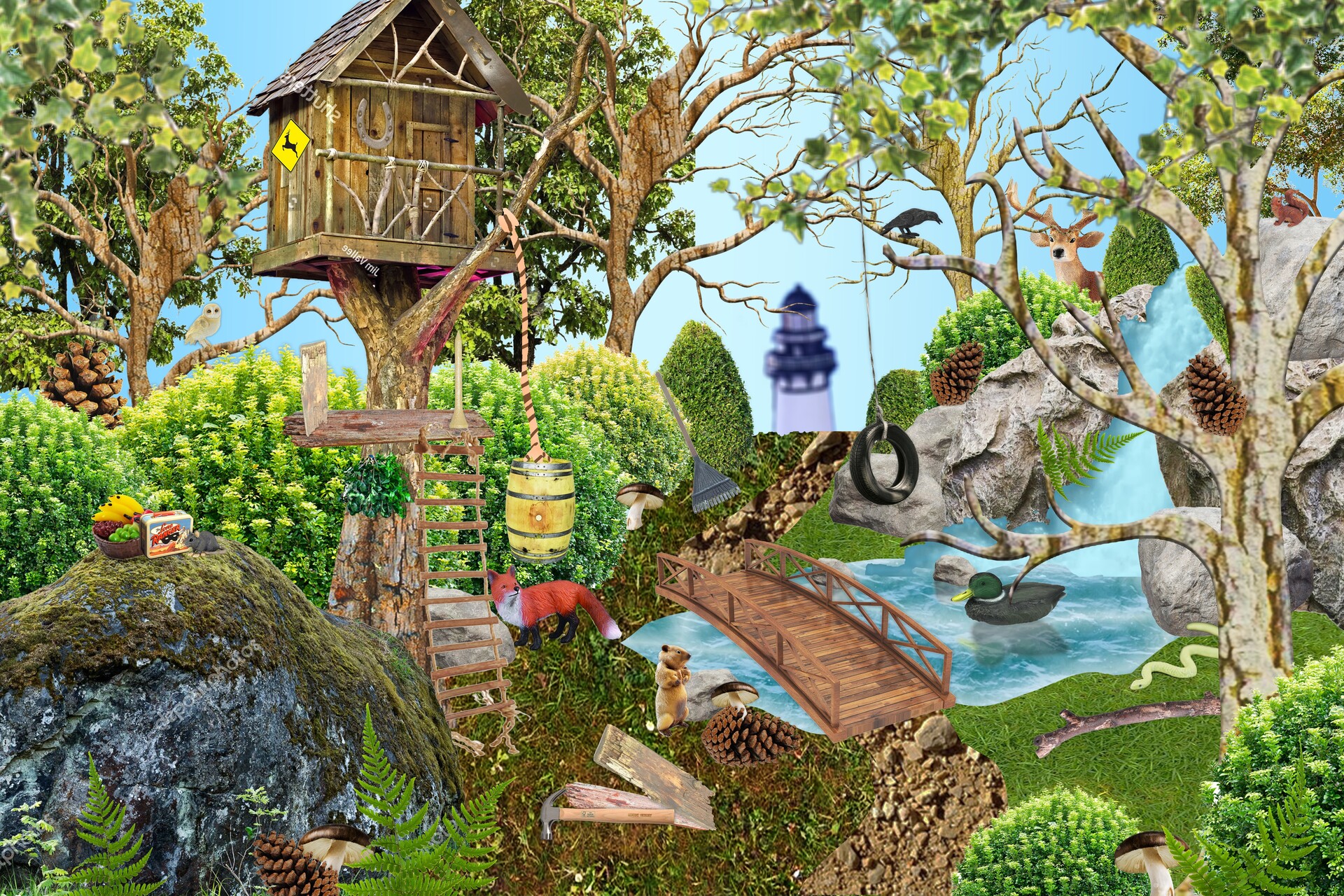 ArtStation - The Treehouse and the Waterfall - my version