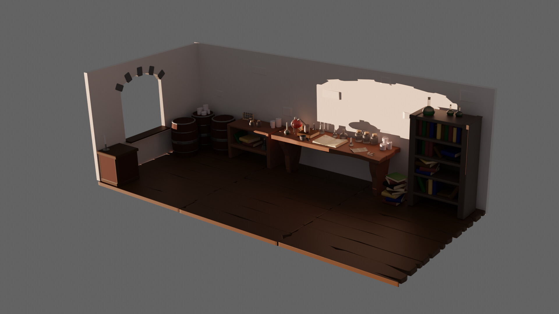 ArtStation - Low Poly Alchemist Workshop