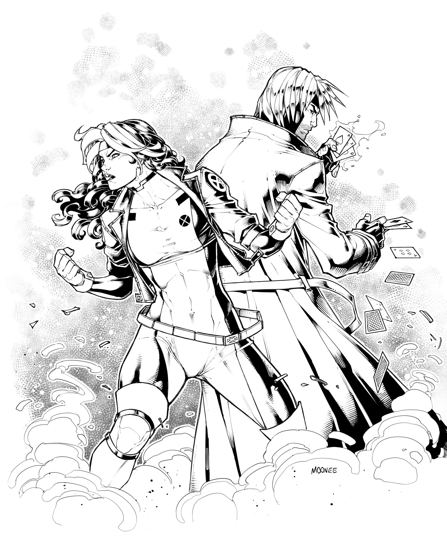 rogue and gambit and coloring pages