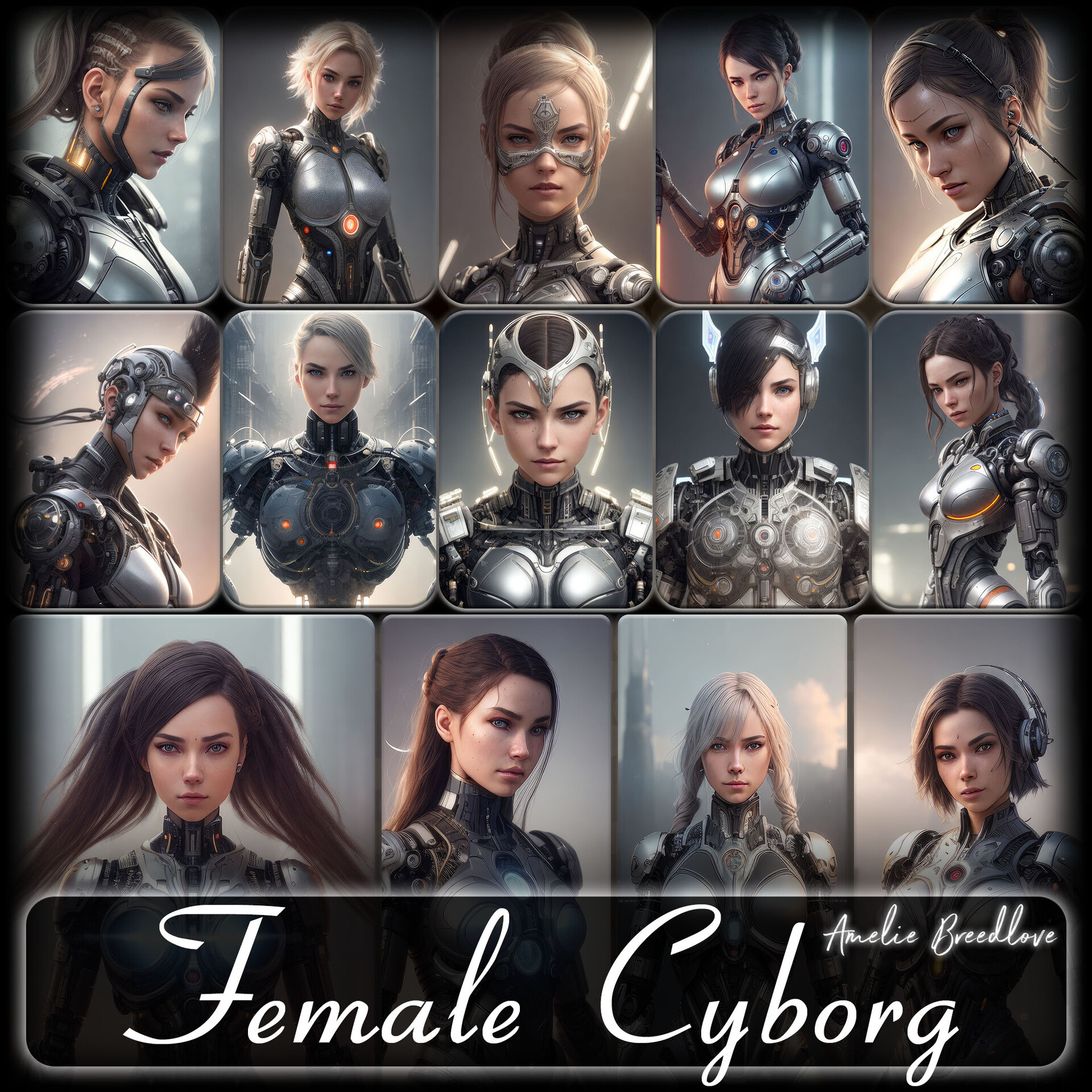 Amelie Breedlove - 240 Realistic Female Cyborg Reference Pack | 4K | v.1