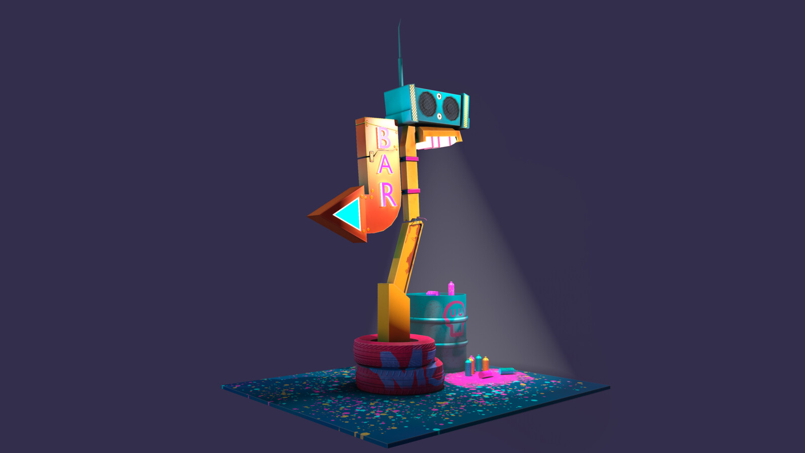 Black beam - Post apocalyptic lamp