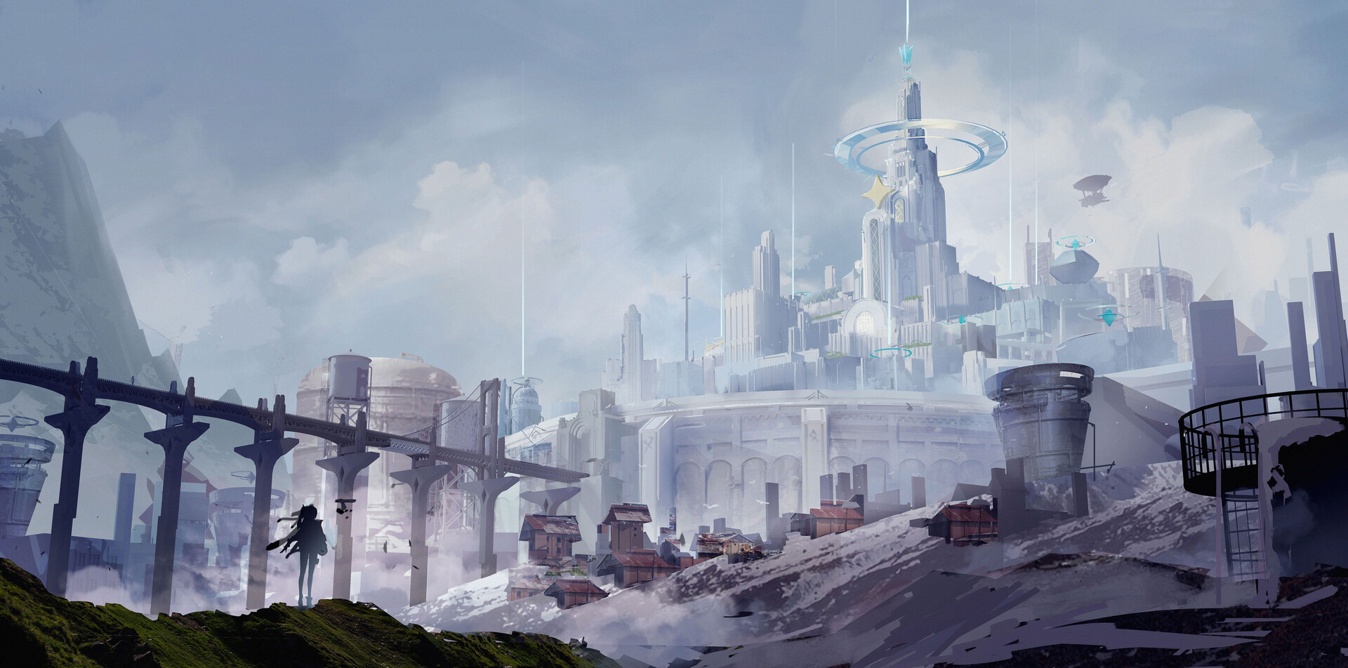 ArtStation - The city on the snow-covered wasteland in the north