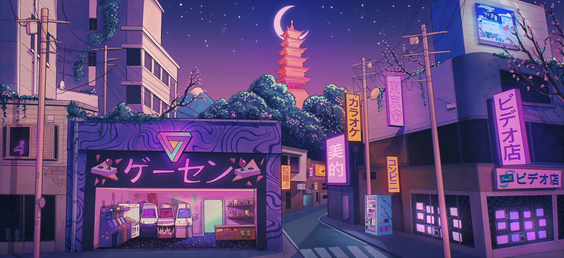 ArtStation - Japanese vaporwave artwork for Fightstick (commission)
