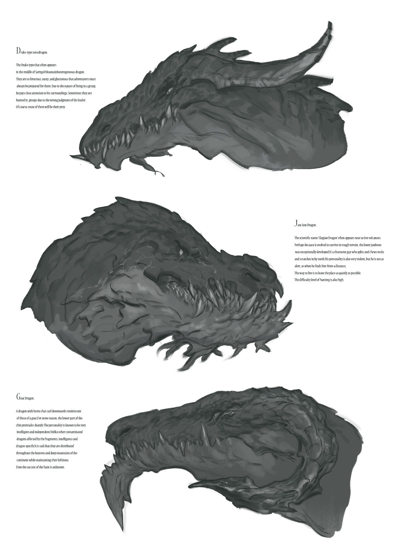 ArtStation - all kinds of dragon heads