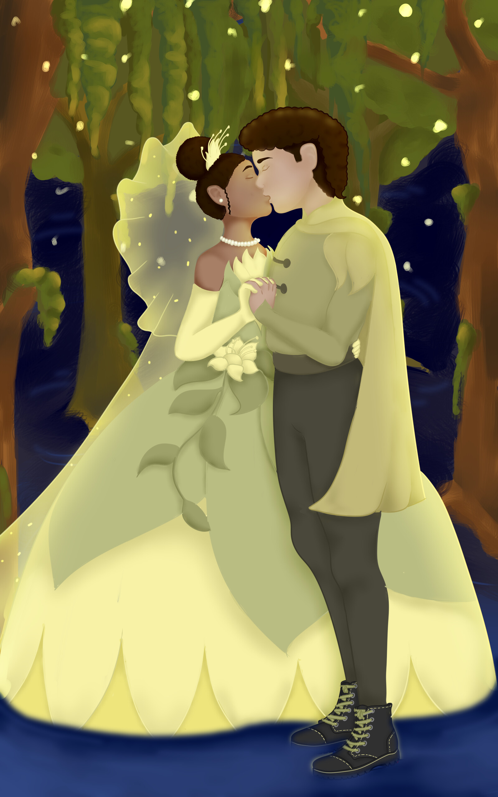 Princess Tiana And Prince Naveen Kiss