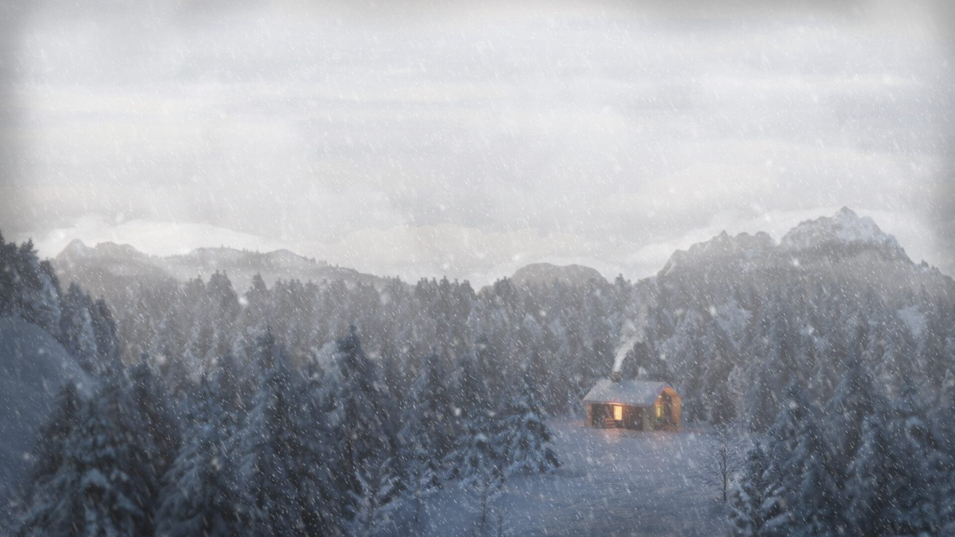 ArtStation - Cabin in Snow Storm
