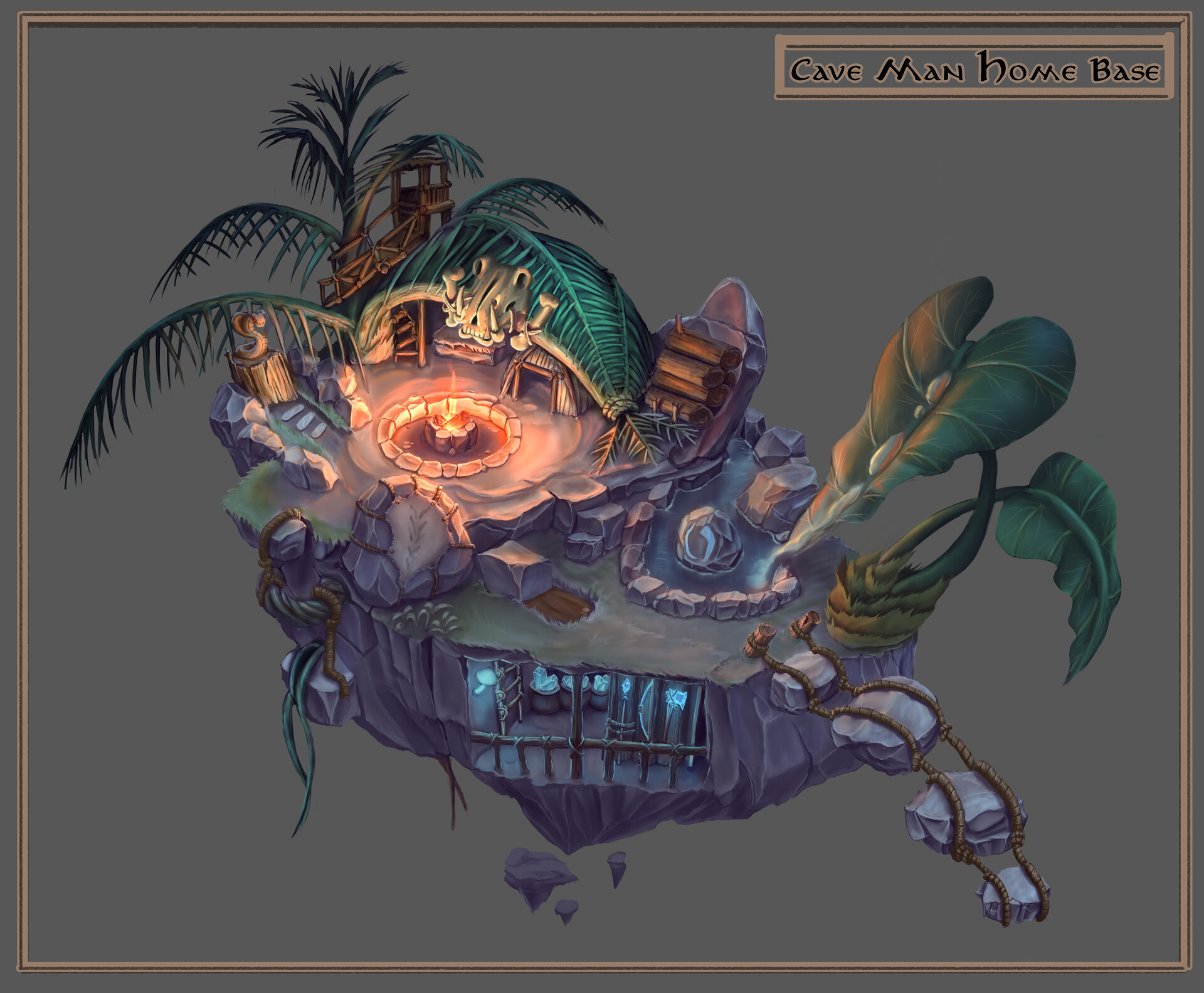 ArtStation - Caveman's Home base on a floating island