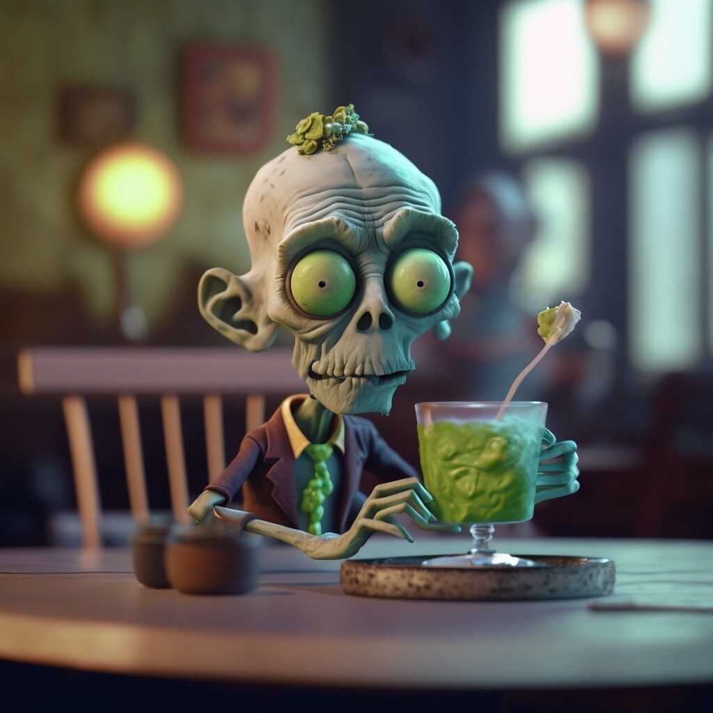 ArtStation - zombie drinks a cocktail