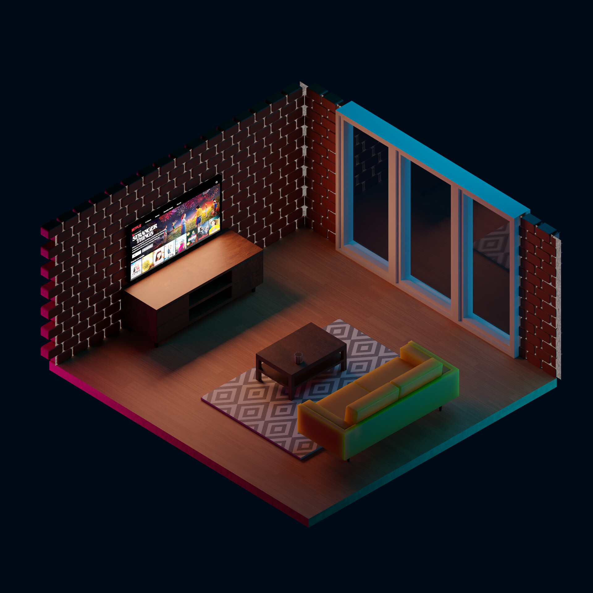 ArtStation - Isometric Living Room 3D