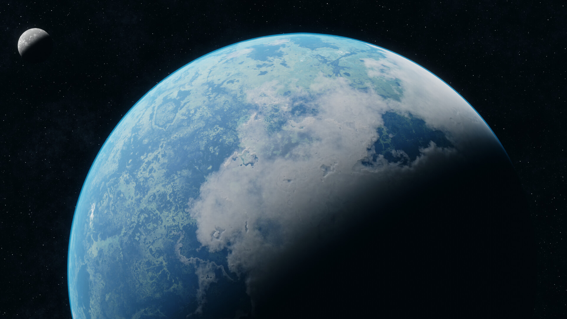 ArtStation - Exoplanet with moon