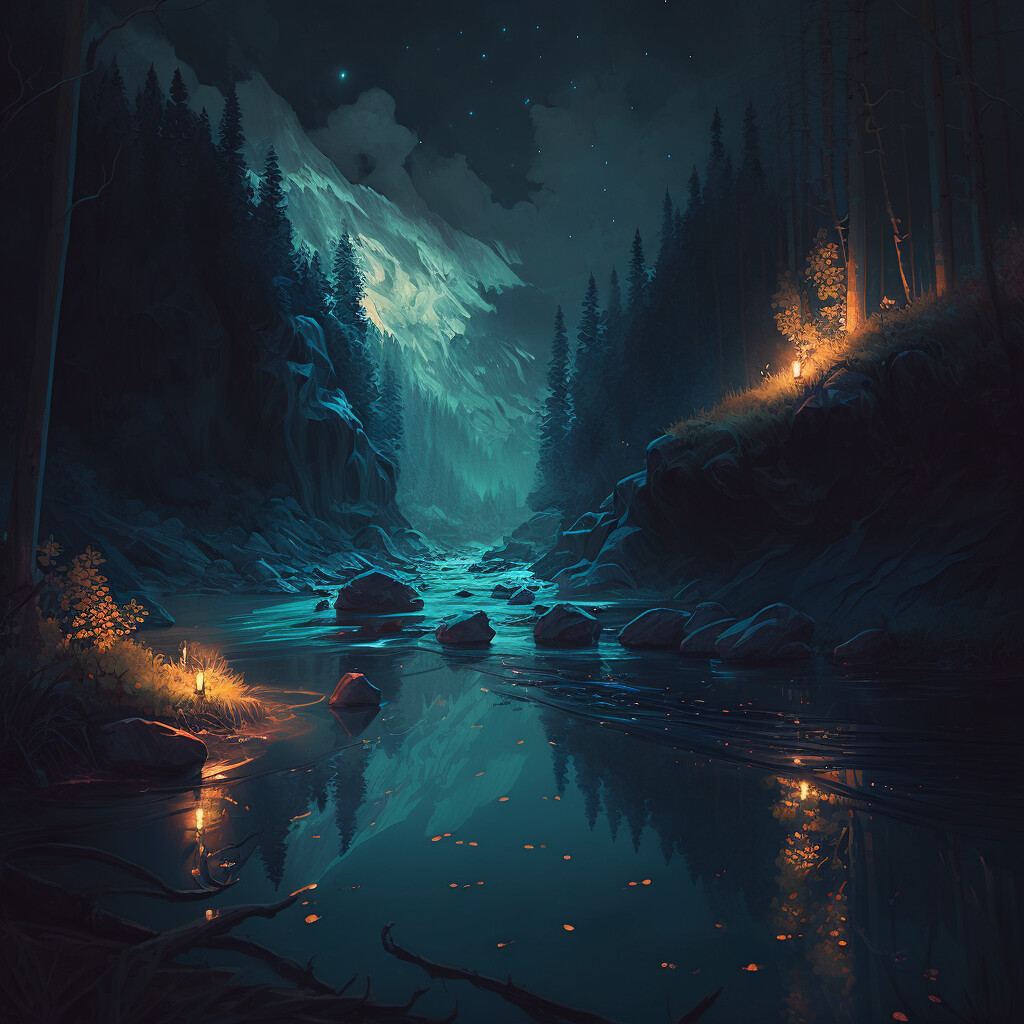 ArtStation - Midnight Stroll: A Serene Monochrome 1