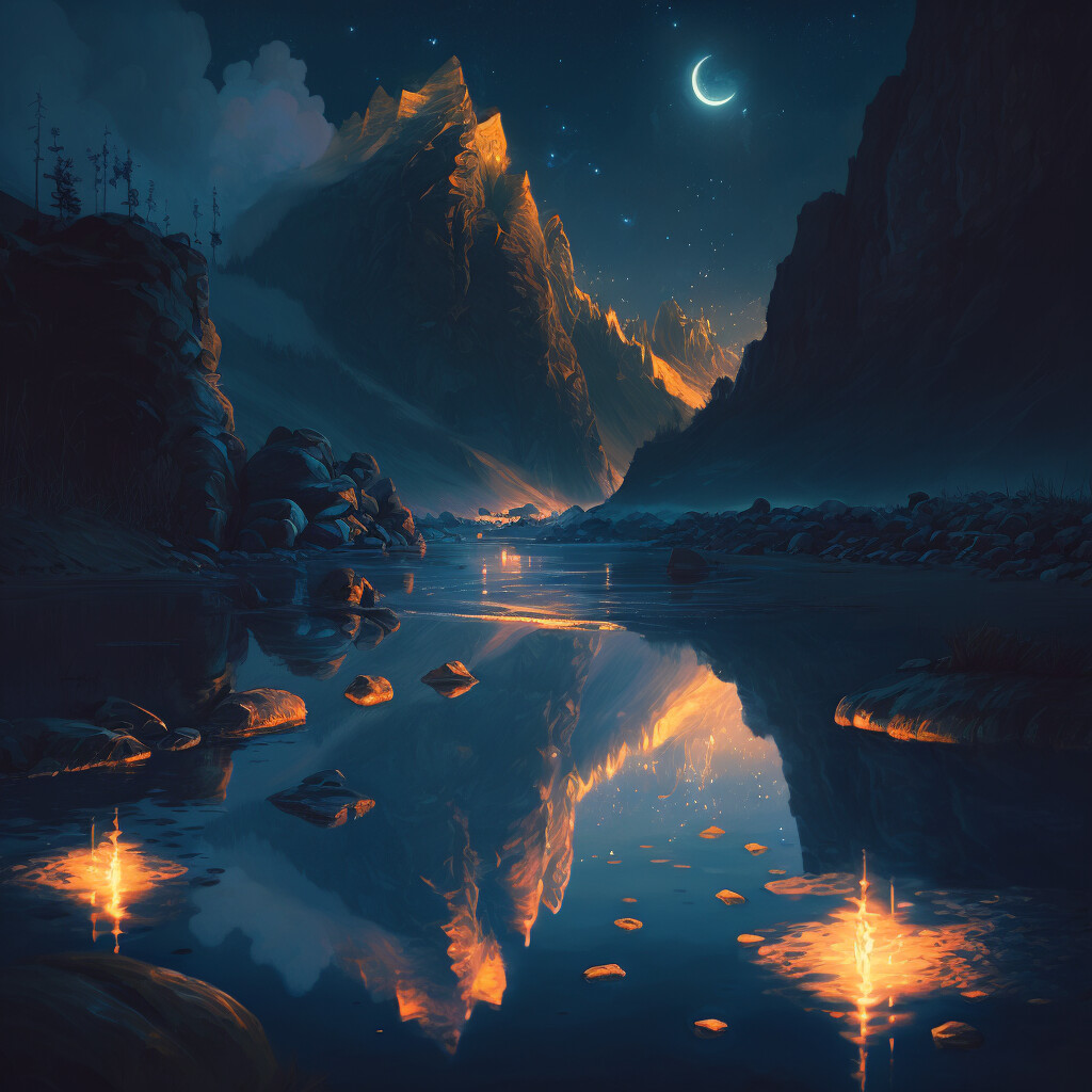 ArtStation - Midnight Stroll: A Serene Monochrome 2