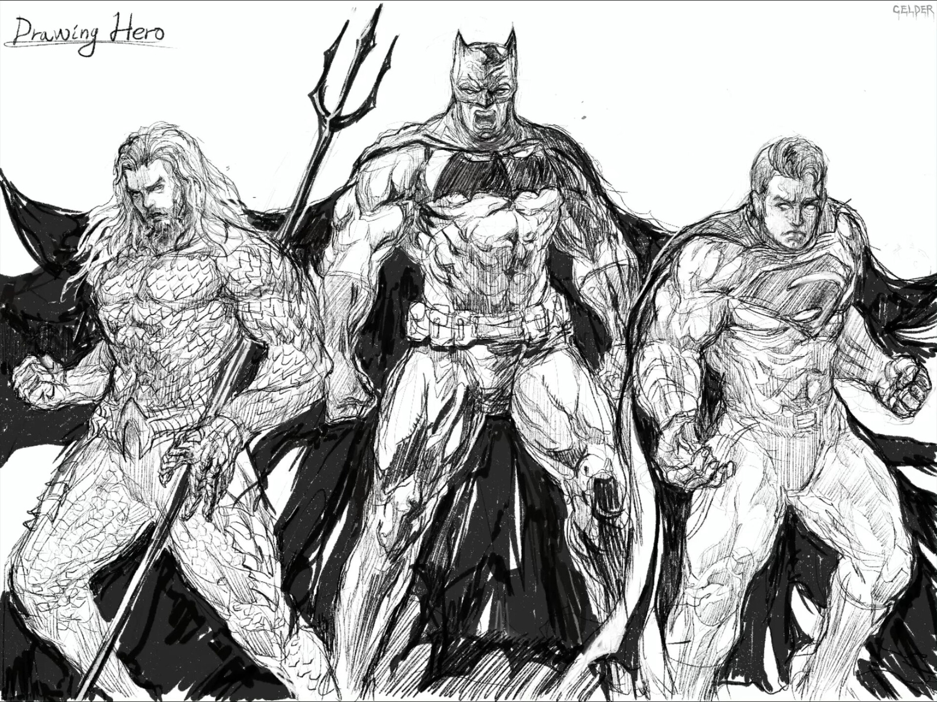 ArtStation - Timelapse_Drawing practice Justice leagues