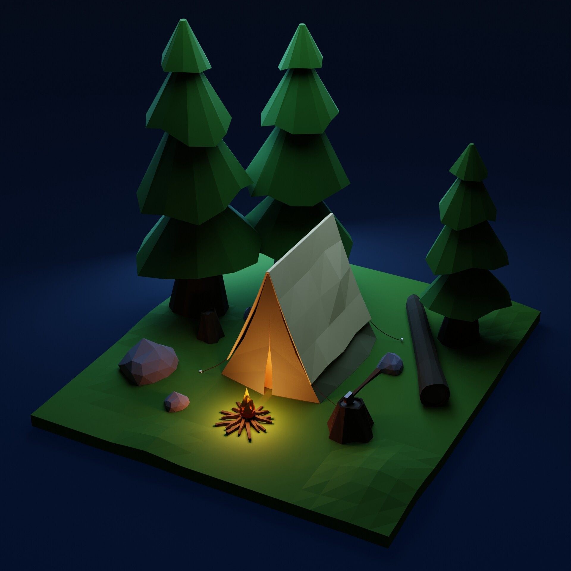 ArtStation - Camping Fire