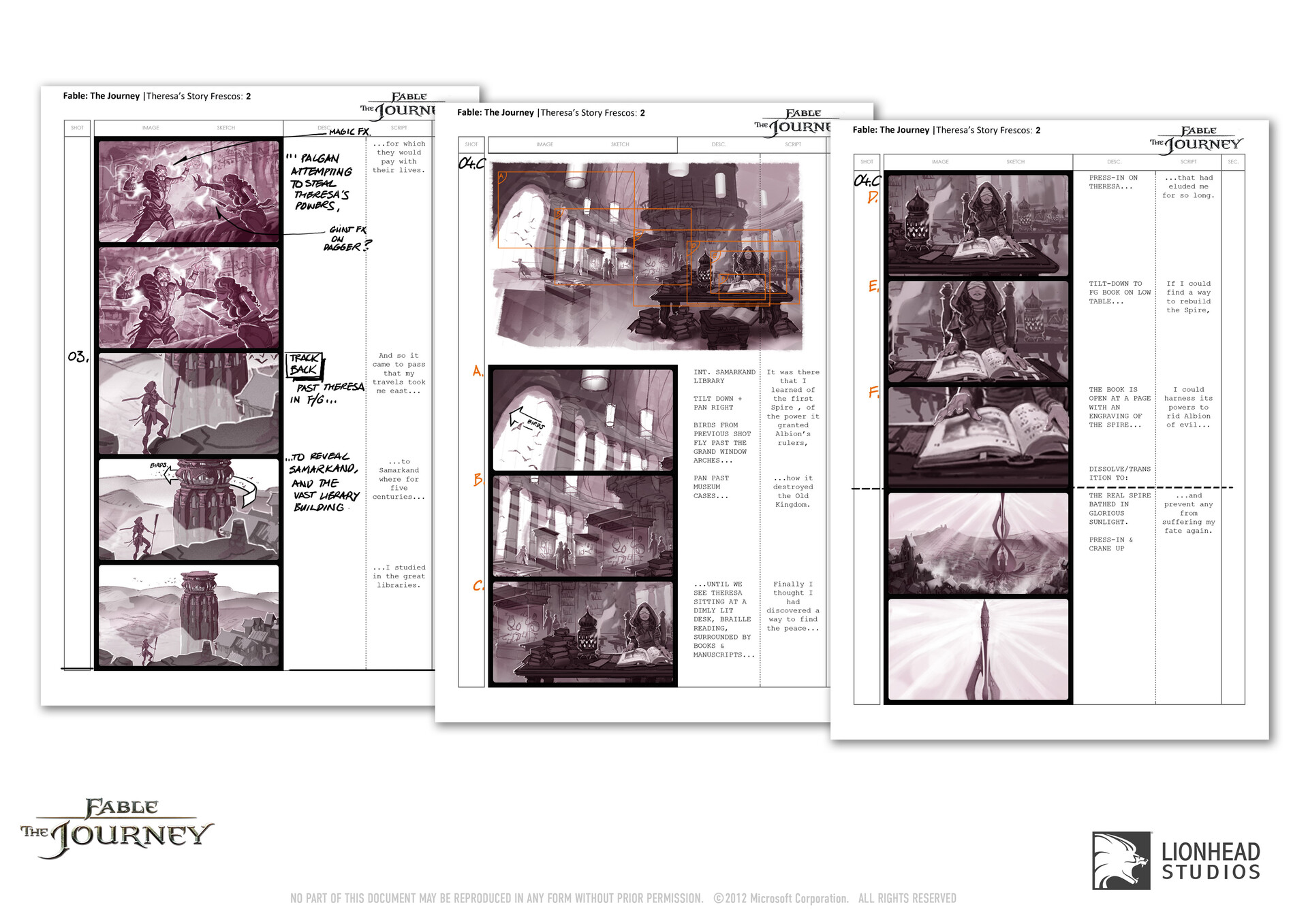 Ross Dearsley - Fable: The Journey - Theresa's Fresco 2 storyboards